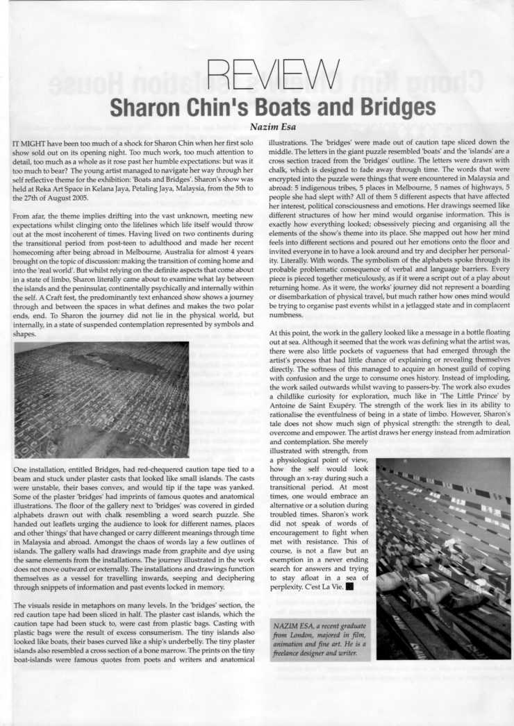 sentAp!: Sharon Chin’s Boats and Bridges « Sharon Chin